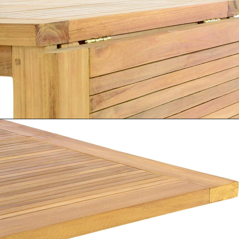 RUN.SE Teak Outdoor Folding Rectangular Dining Table & Reviews | Wayfair